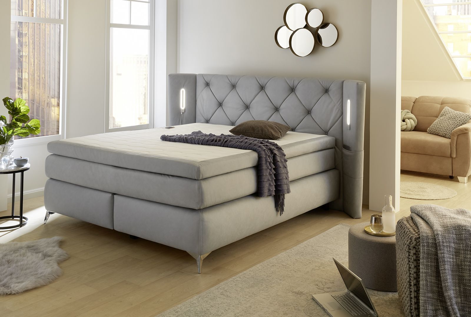 Boxspringbett BELLA MIX | 372/09 grau | 514411-0